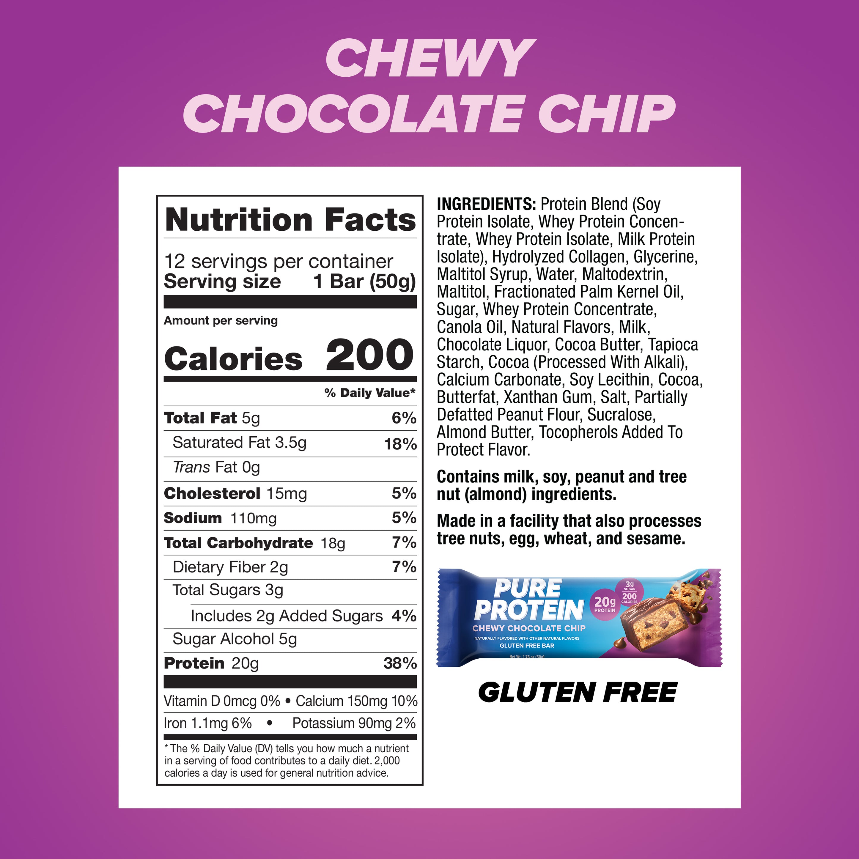Chewy Chocolate Chip Protein Bar – Pure Protein