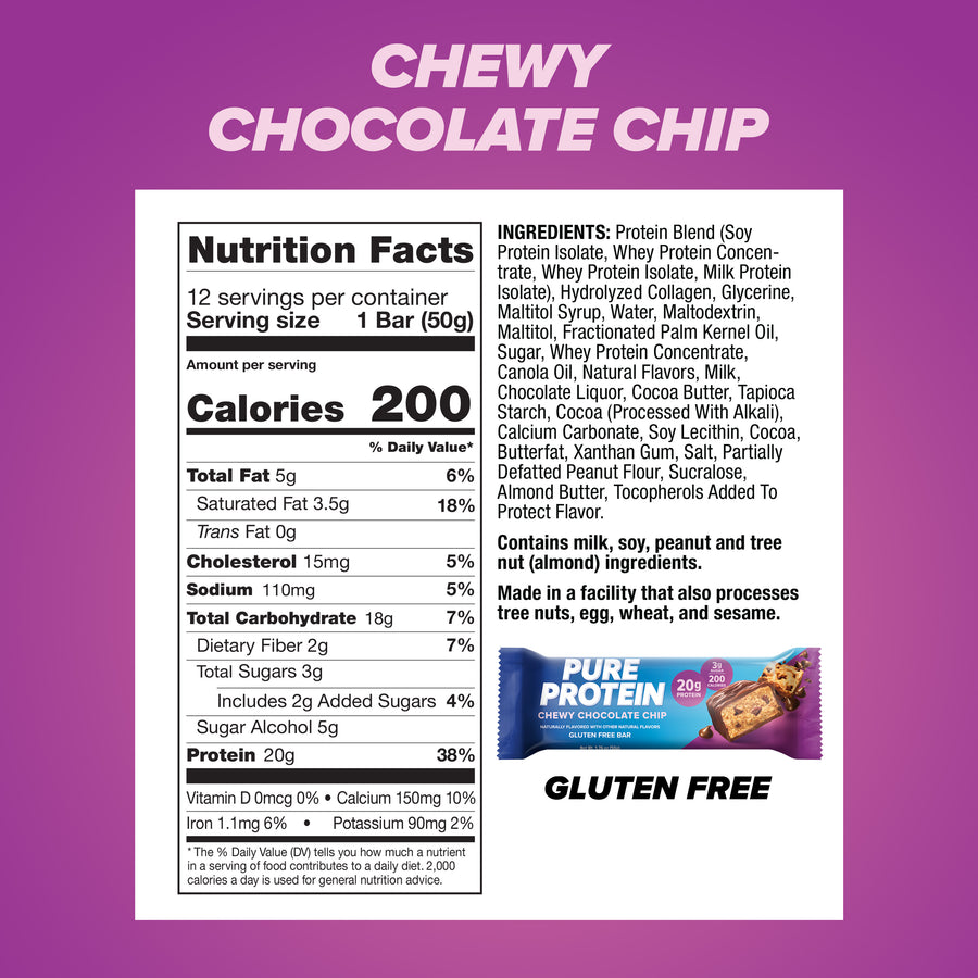Chewy Chocolate Chip Protein Bar – Pure Protein
