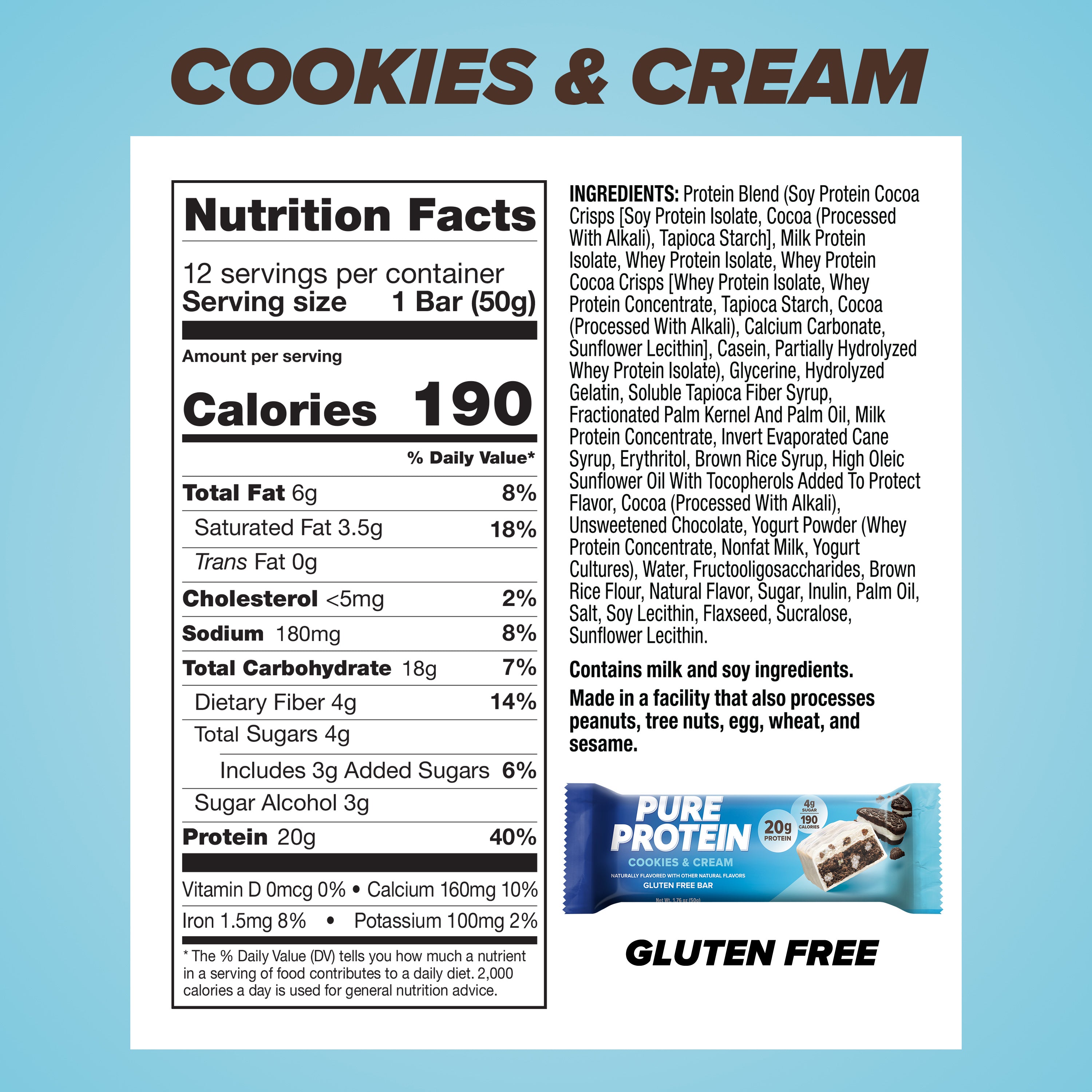 Cookies & Cream Protein Bar – Pure Protein