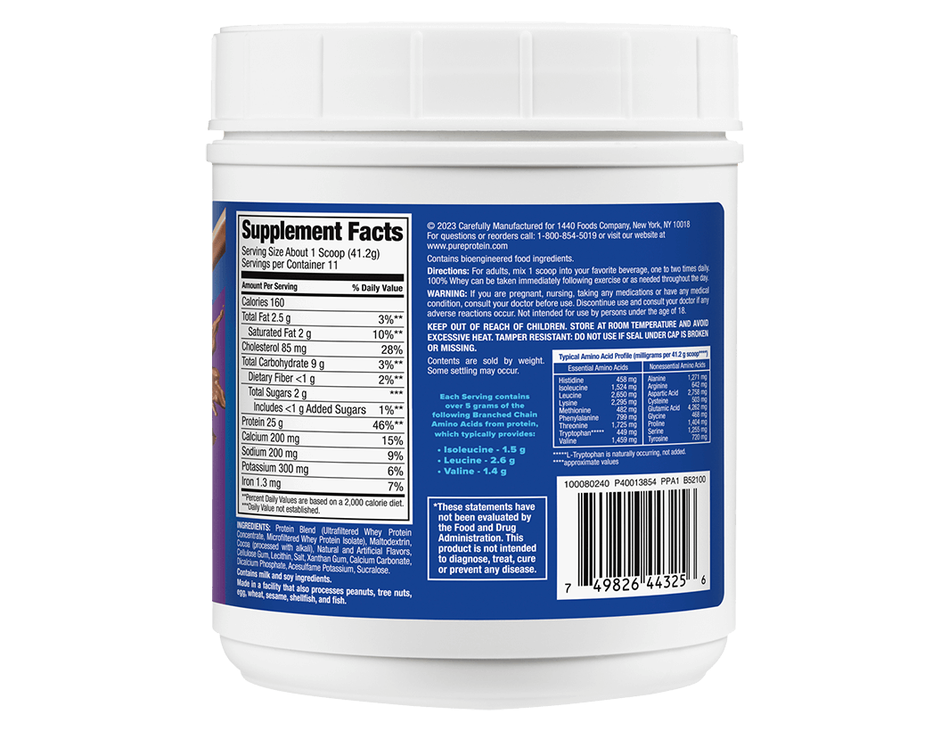 Rich Chocolate 100% Whey Protein Powder - (1 lb. Canister) – Pure Protein